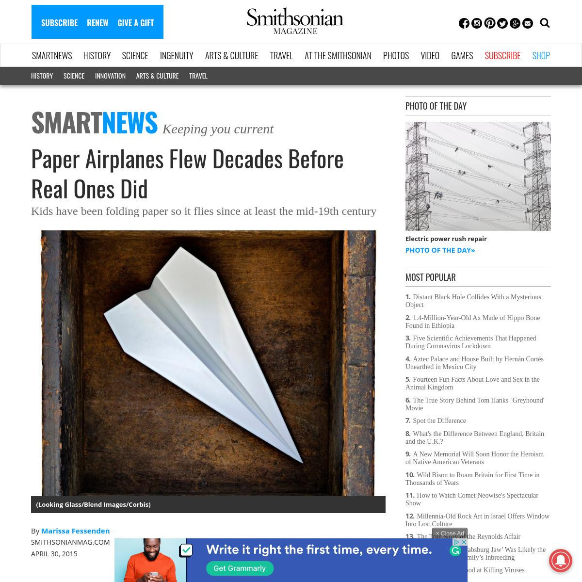 Resources :: Paper Airplanes Flew Decades Before Real Ones Did ...