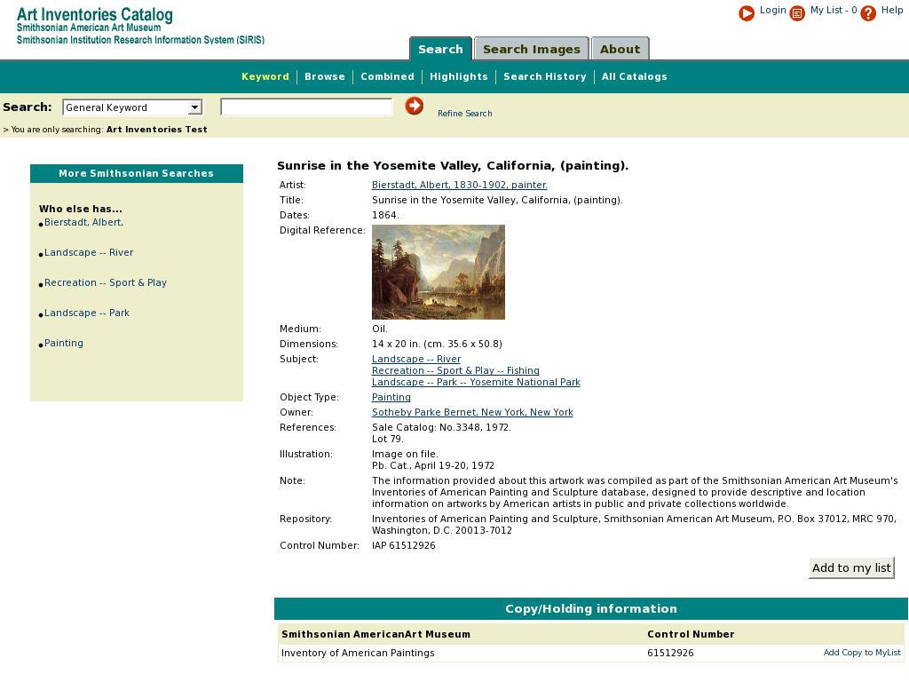 Resources :: Sunrise in the Yosemite Valley, California, (painting) | Smithsonian Learning Lab