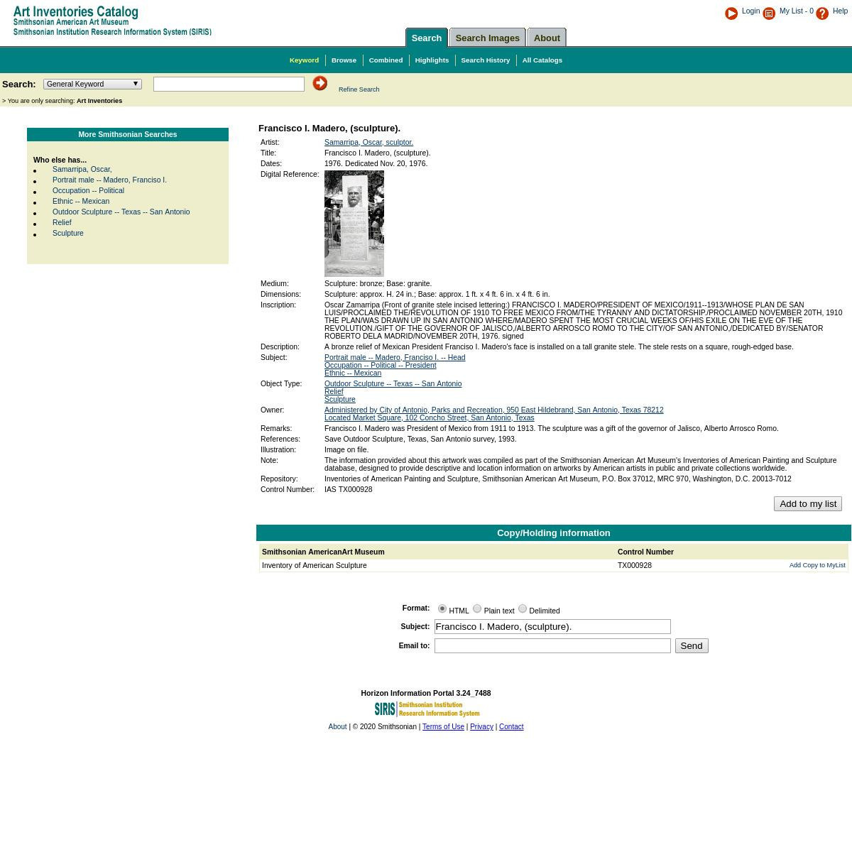 Resources :: Francisco I. Madero, (sculpture) | Smithsonian Learning Lab