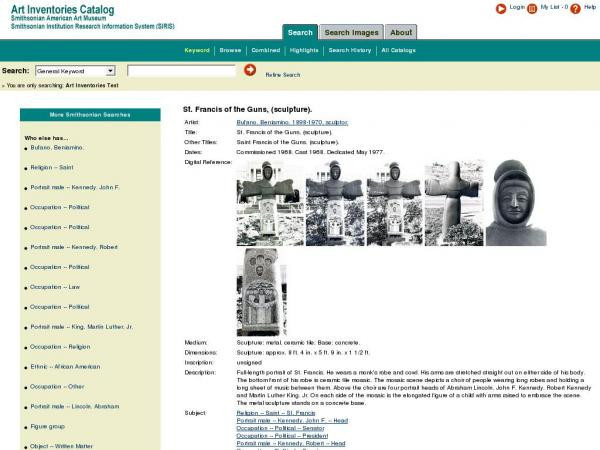 Resources :: St. Francis of the Guns, (sculpture) | Smithsonian ...