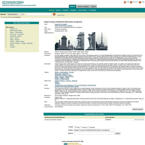 Resources :: Jasper County Confederate Monument, (sculpture ...