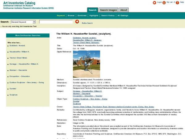 Resources :: The William H. Hausdoerffer Sundial, (sculpture) | Smithsonian Learning Lab