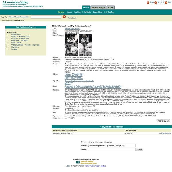 Resources :: (Chief Whitepath and Fly Smith), (sculpture) | Smithsonian ...
